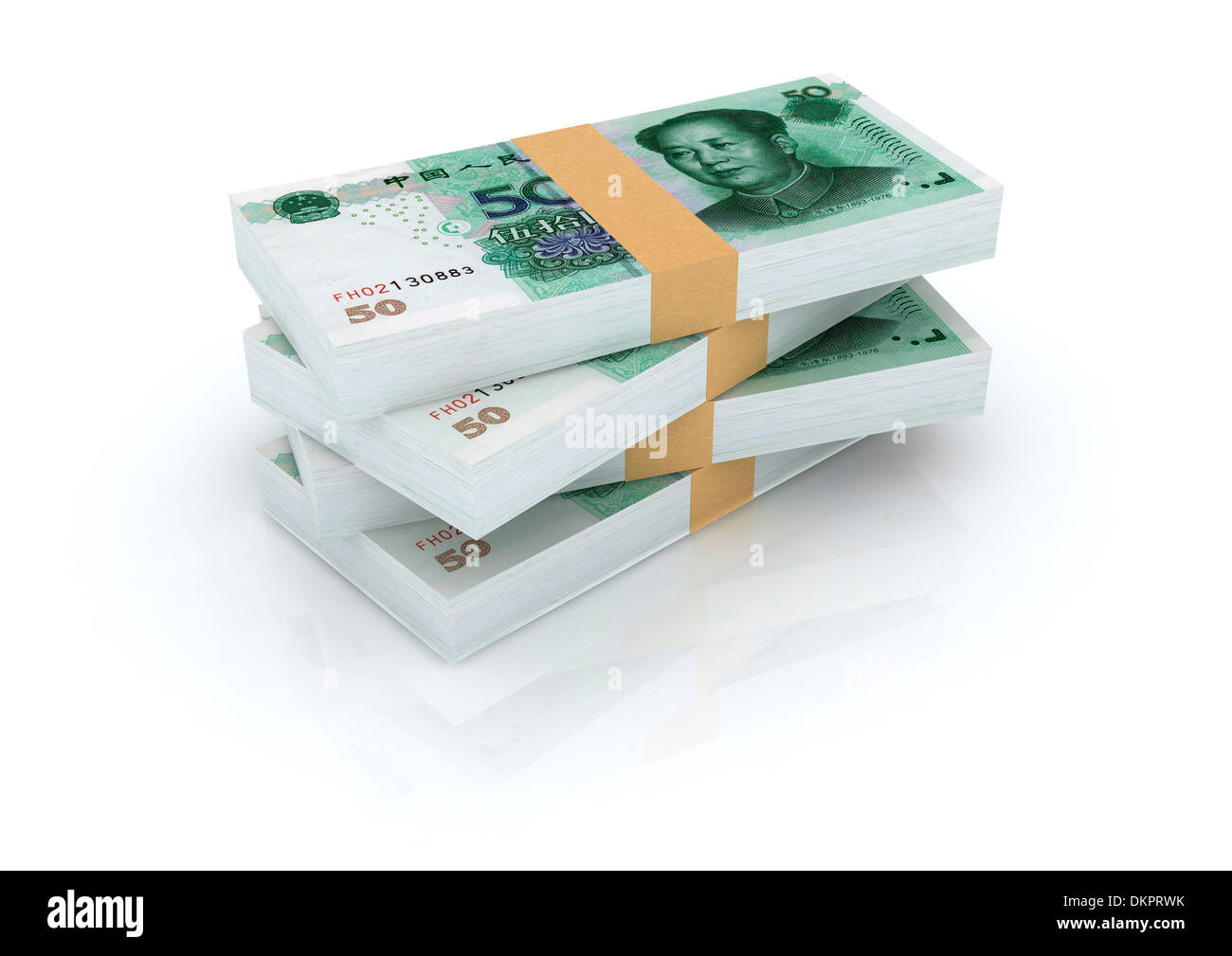 Stack of 50 Yuans, chinese banknotes illustration Stock Photo - Alamy
