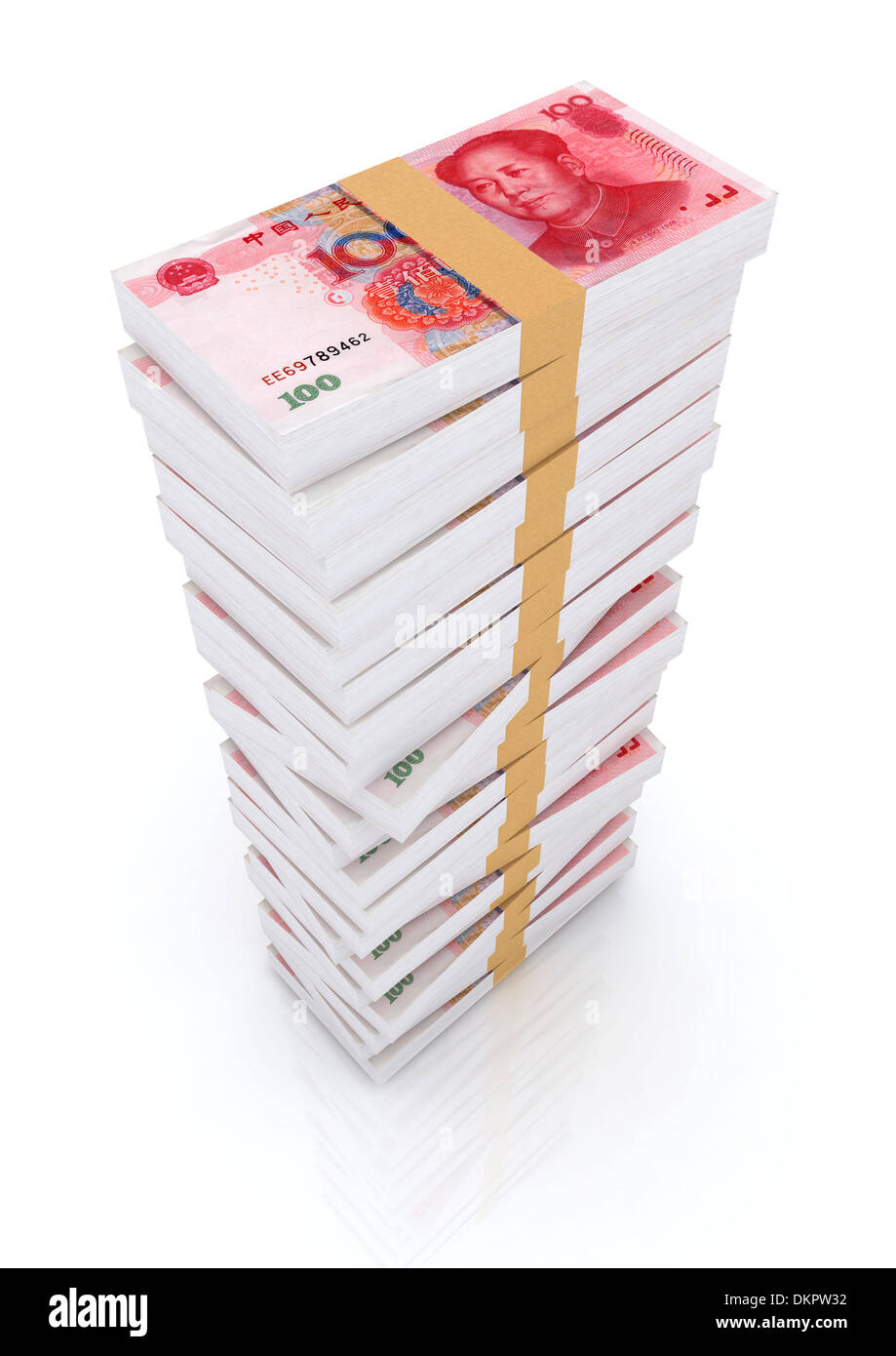 Stack of 100 Yuans, chinese banknotes illustration Stock Photo - Alamy