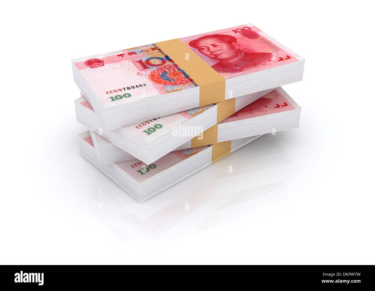 Stack of 100 Yuans, chinese banknotes illustration Stock Photo - Alamy
