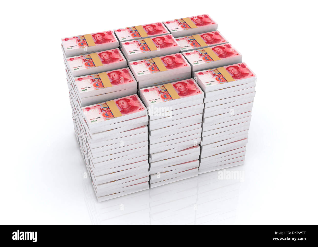 Stacks of 100 Yuans, chinese banknotes illustration Stock Photo - Alamy