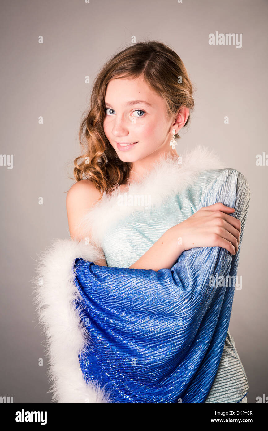 Beautiful girl in a dress posing Stock Photo - Alamy