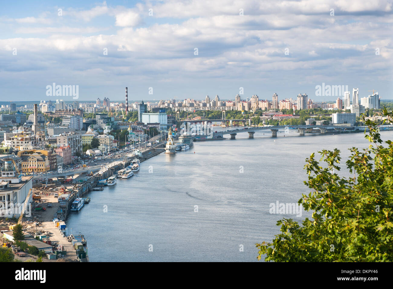The Dnieper River and northern parts of Kiev, the capital of Ukraine ...