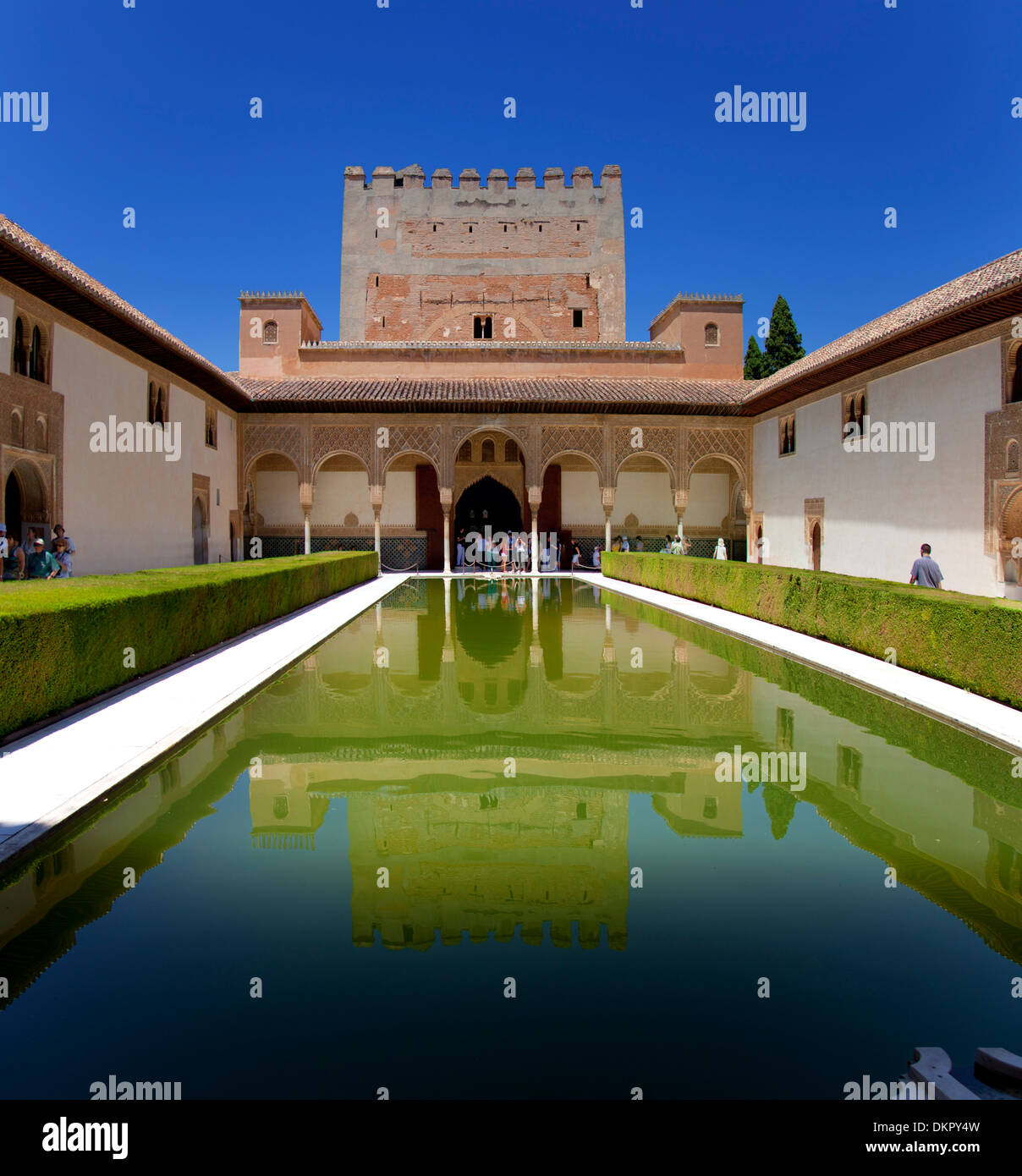 Courtyard of Arrayanes (Court of the Myrtles), Alhambra palace, Granada ...