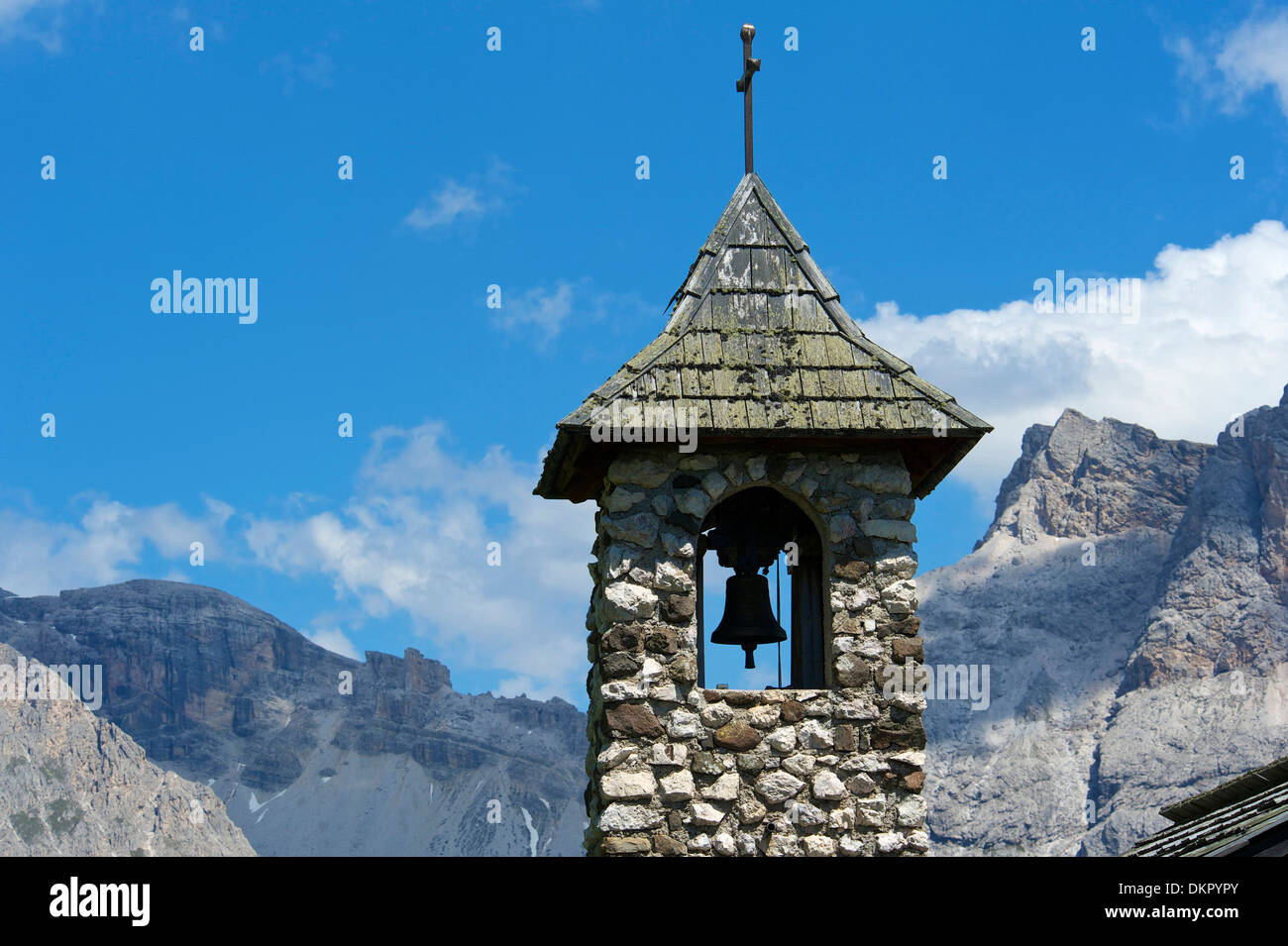 South Tirol Italy Europe Seceda Grödnertal Val Gardena steeple bell ...
