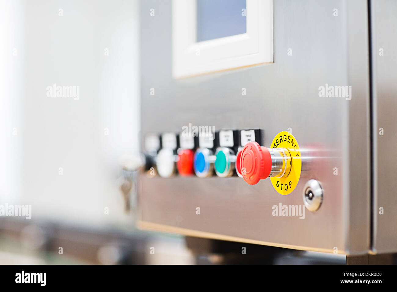Emergency stop button on machinery Stock Photo - Alamy