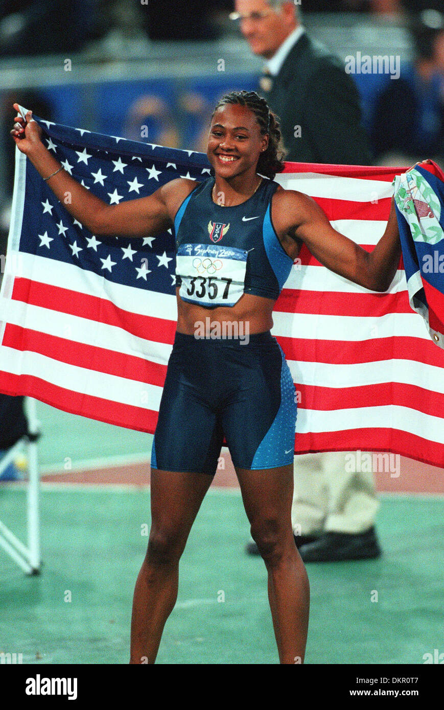 MARION JONES.200 METRES, SYDNEY OLYMPICS.Y, AUSTRALIA.OLYMPIC STADIUM ...