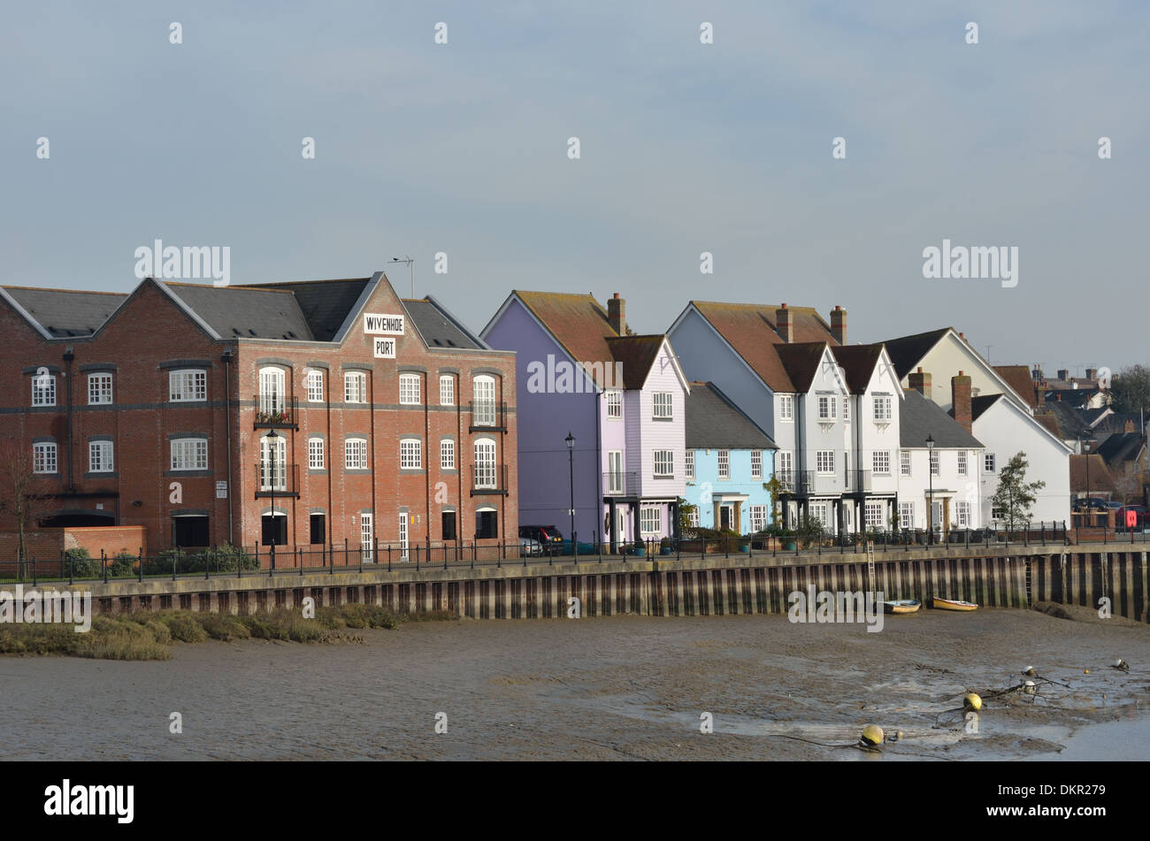 Wivenhoe by river with port Stock Photo - Alamy