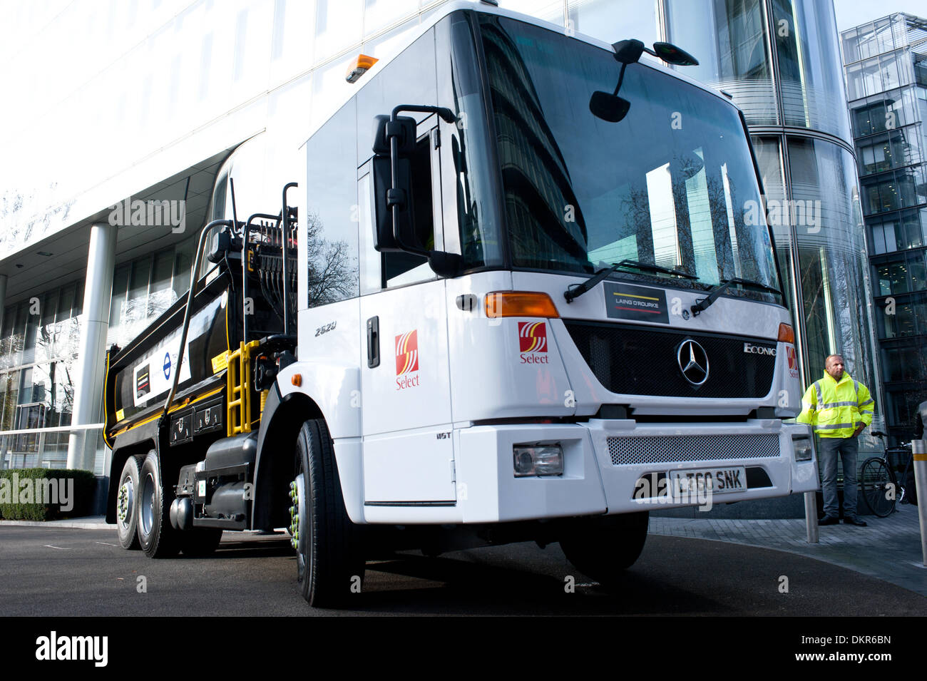 London, UK. 9th Dec, 2013. a new construction lorry with vastly ...