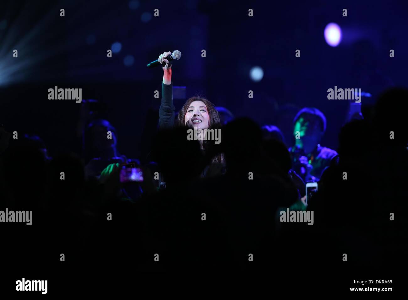 Taipei, China. 8th Dec, 2013. Singer Cheer Chan performs at her concert ...