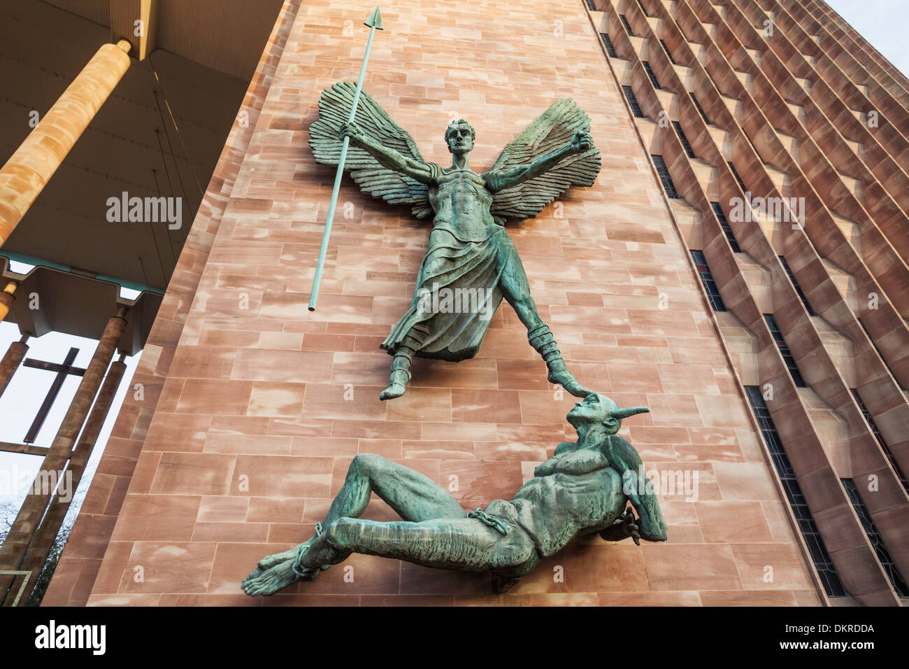 England Warwickshire Coventry New Coventry Cathedral Bronze Statue of ...
