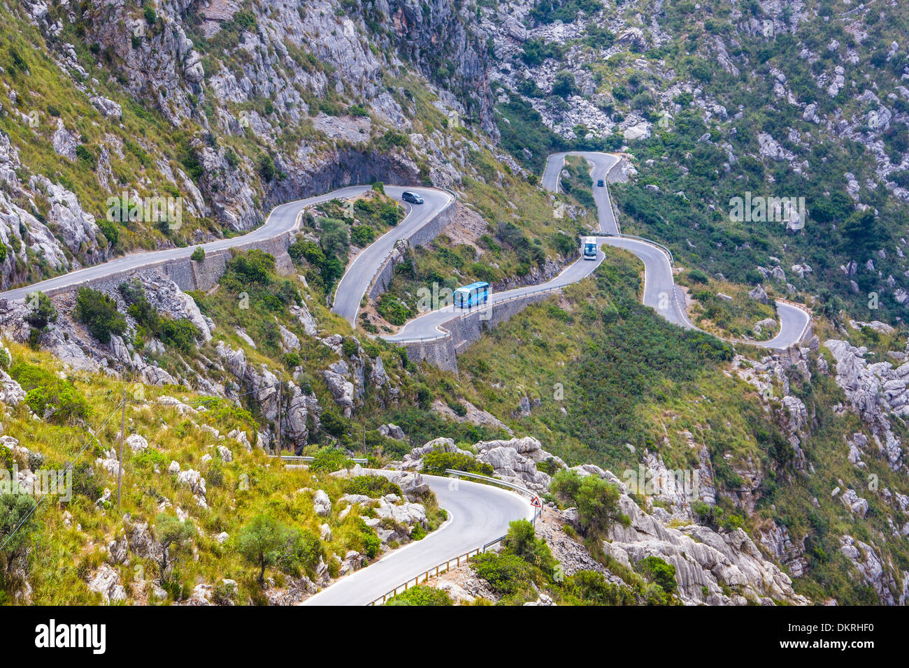 Drive Mallorca Balearics Sa Calobra bus curve island landscape mountain ...