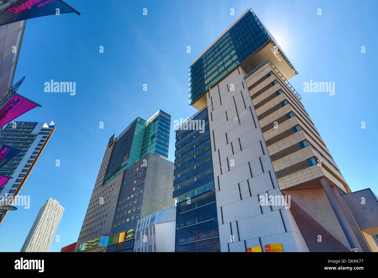 architecture, avenue, Barcelona, blue, buildings, Catalonia, colours ...