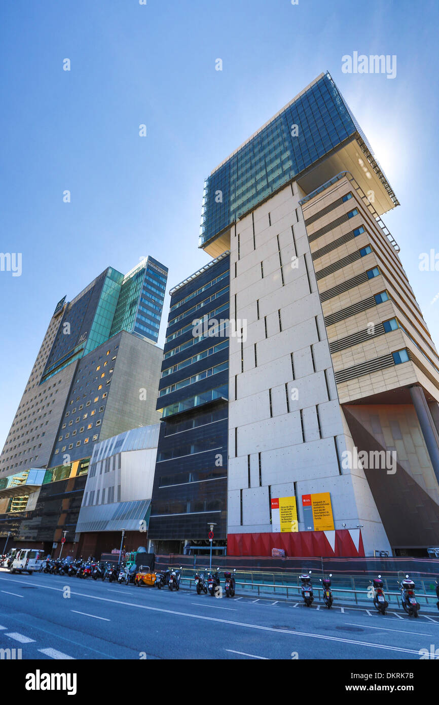 architecture, avenue, Barcelona, blue, buildings, Catalonia, colours ...