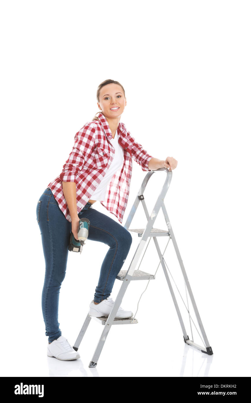 Climb ladder woman hi-res stock photography and images - Alamy