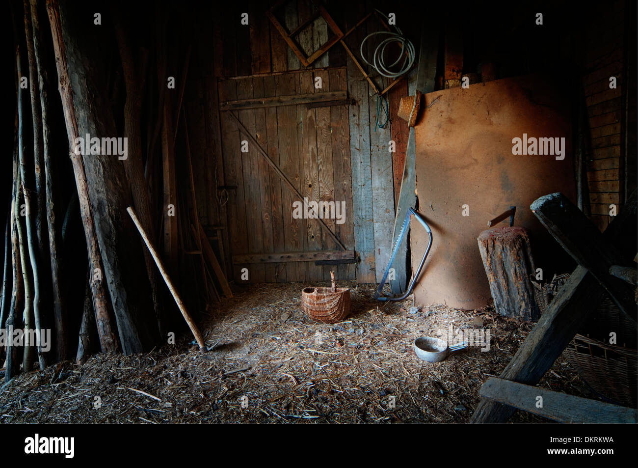 Old barn with a lot of tools and equipment Stock Photo - Alamy
