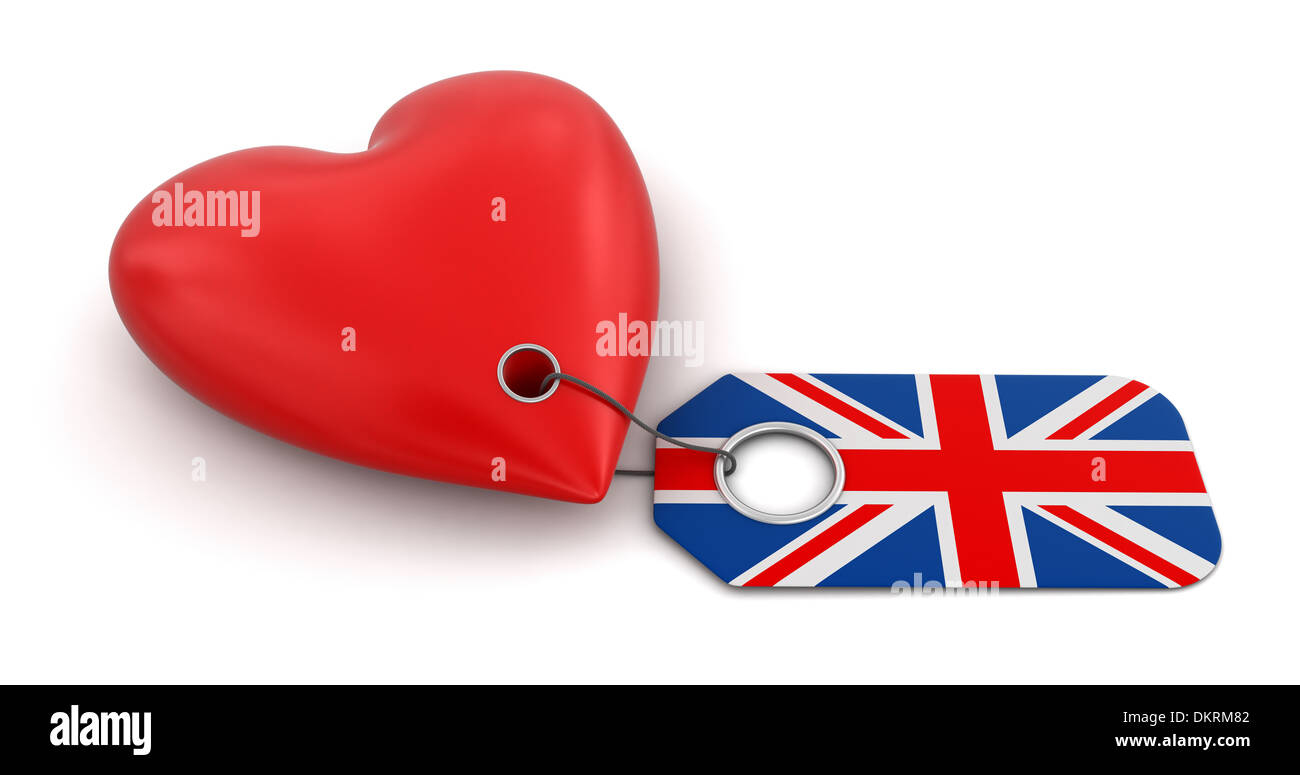 Heart with UK flag (clipping path included Stock Photo - Alamy