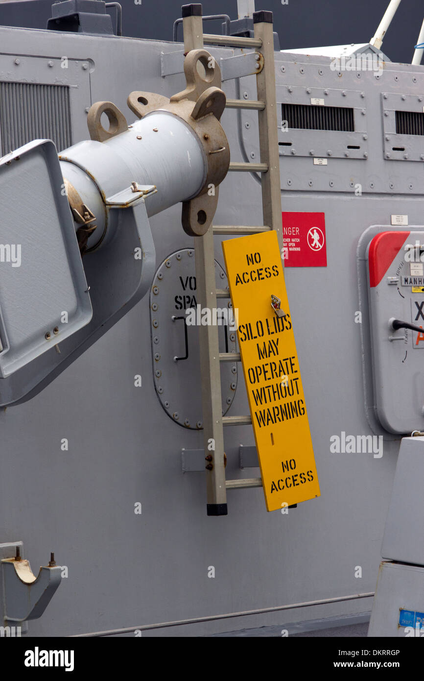 HMS Defender D36 on Deck Safety Warning Sign Stock Photo - Alamy
