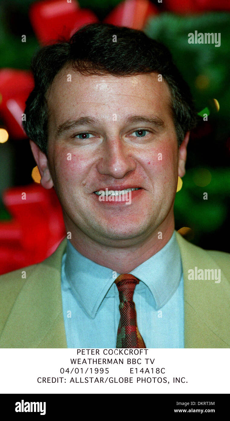 PETER COCKCROFT.WEATHERMAN BBC TV.04/01/1995.E14A18C Stock Photo - Alamy