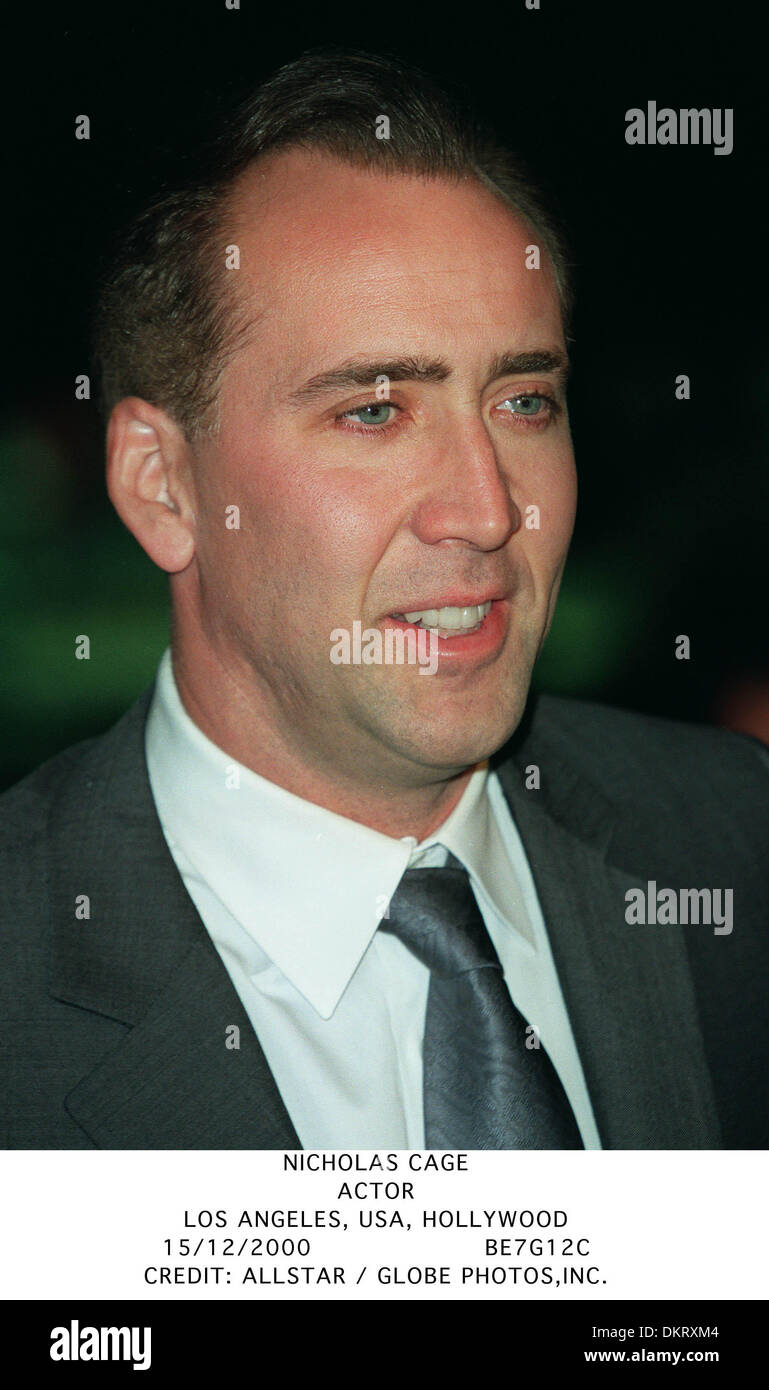 NICHOLAS CAGE.ACTOR.LOS ANGELES, USA, HOLLYWOOD.15/12/2000.BE7G12C ...