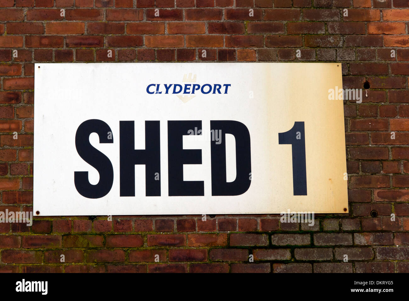 Shed 1 Sign at King George V Dockyard, River Clyde, Glasgow, Scotland ...