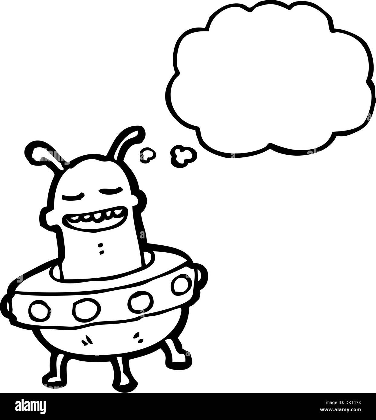 cartoon alien in flying saucer Stock Vector Image & Art - Alamy