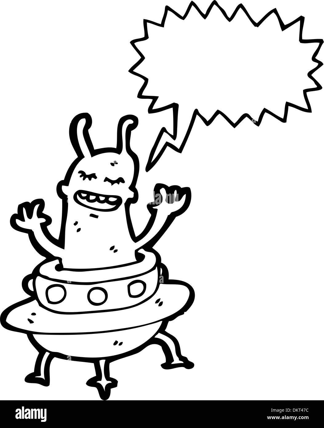 cartoon alien in flying saucer Stock Vector Image & Art - Alamy