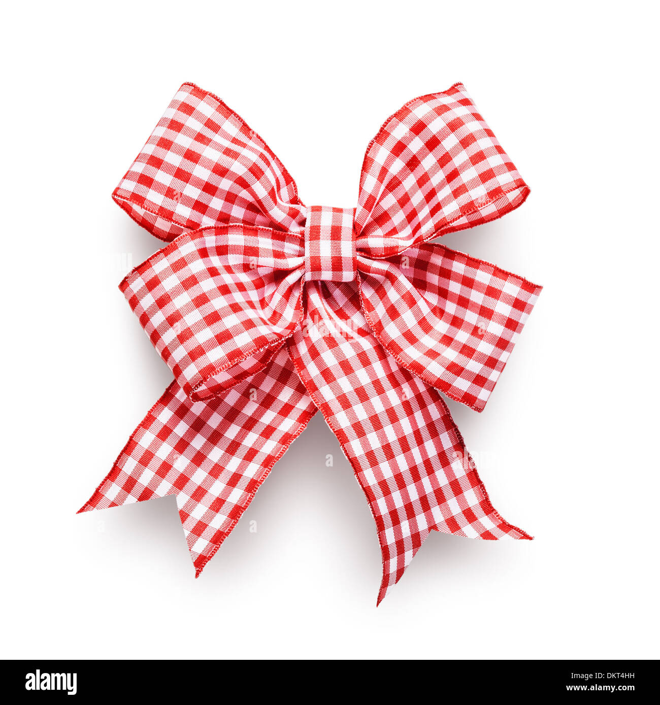 Red and white checkered ribbon bow isolated on white background ...