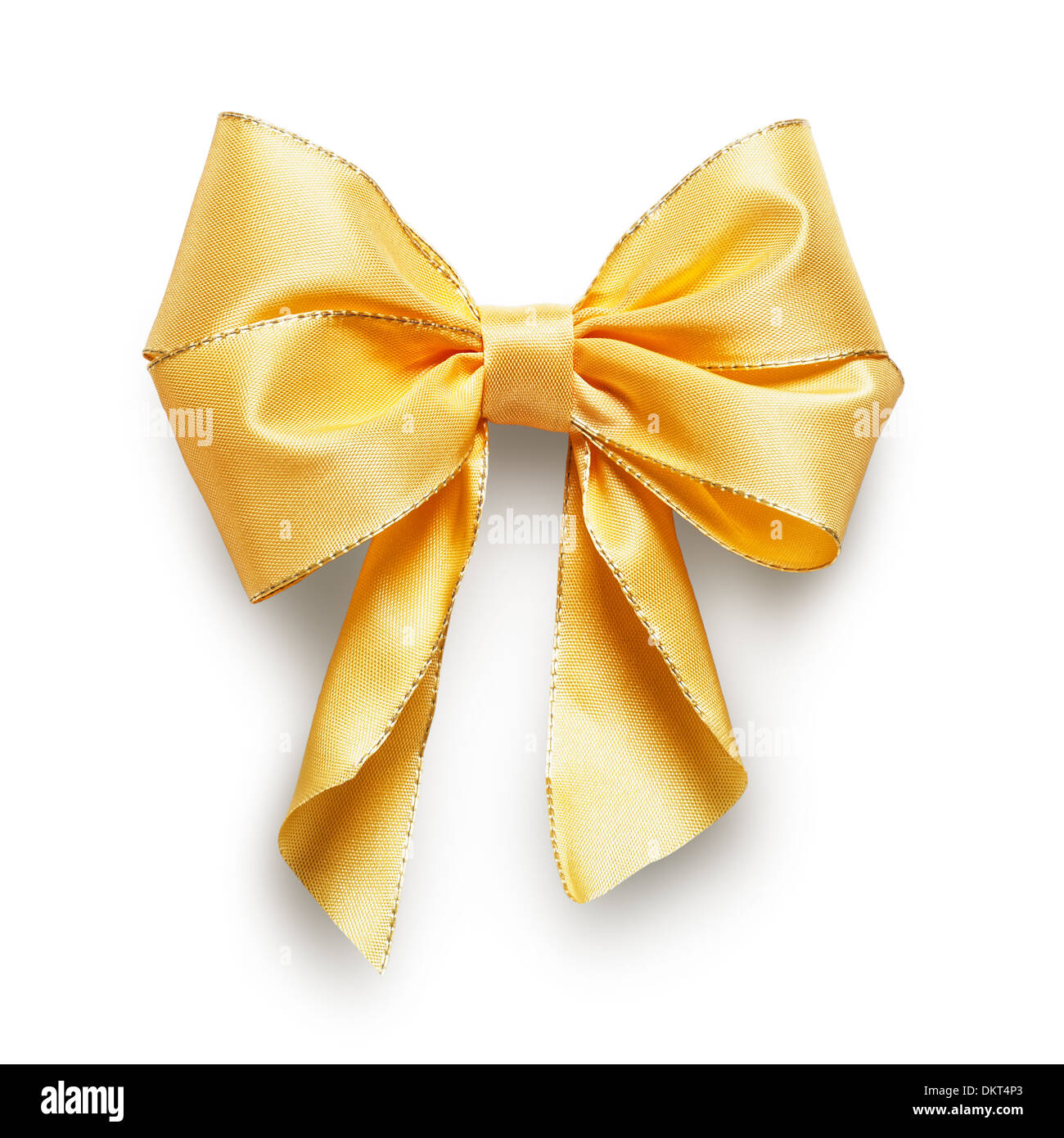 Yellow ribbon bow isolated on white background clipping path included ...