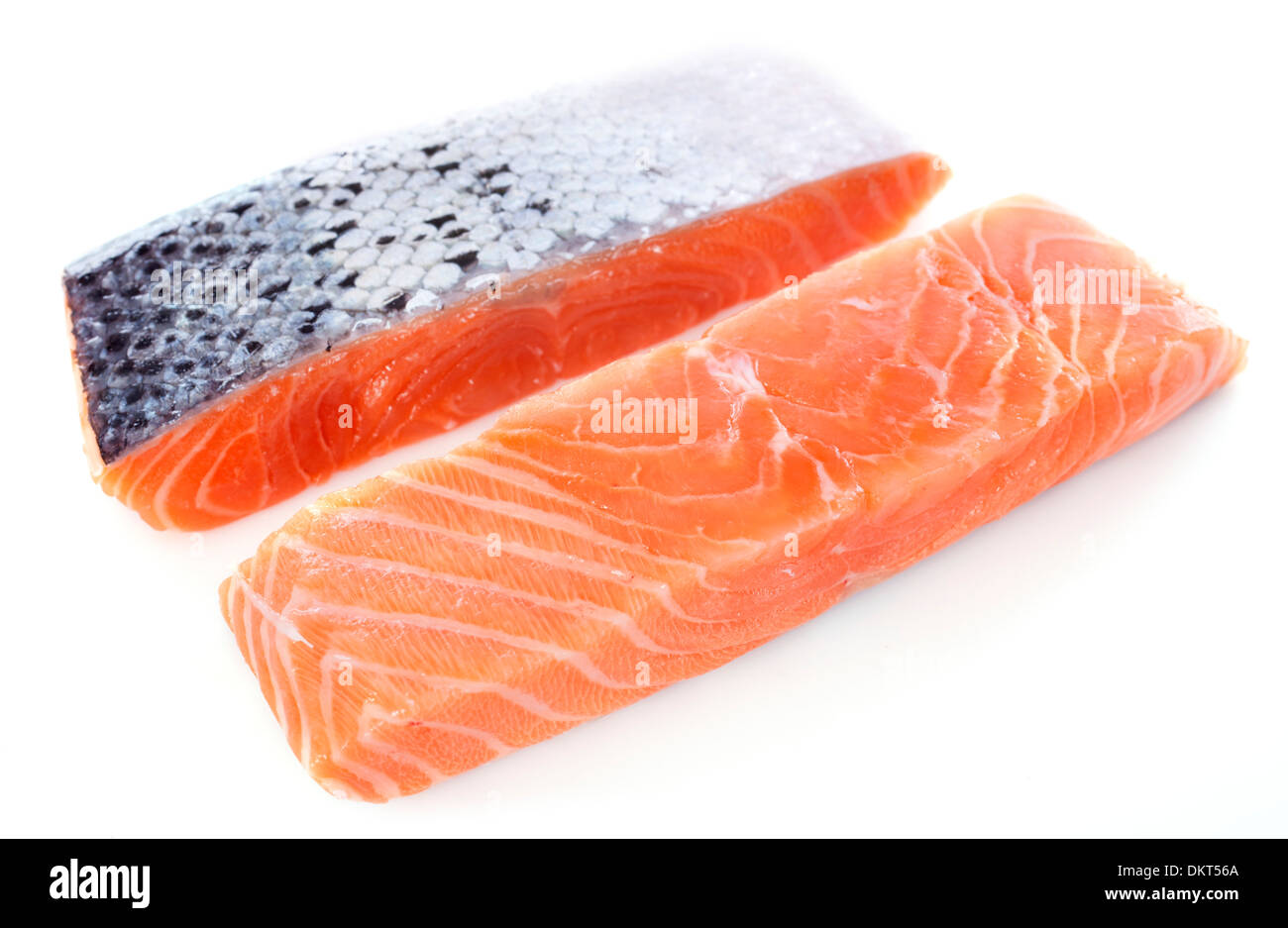 salmon fillets in front of white background Stock Photo - Alamy