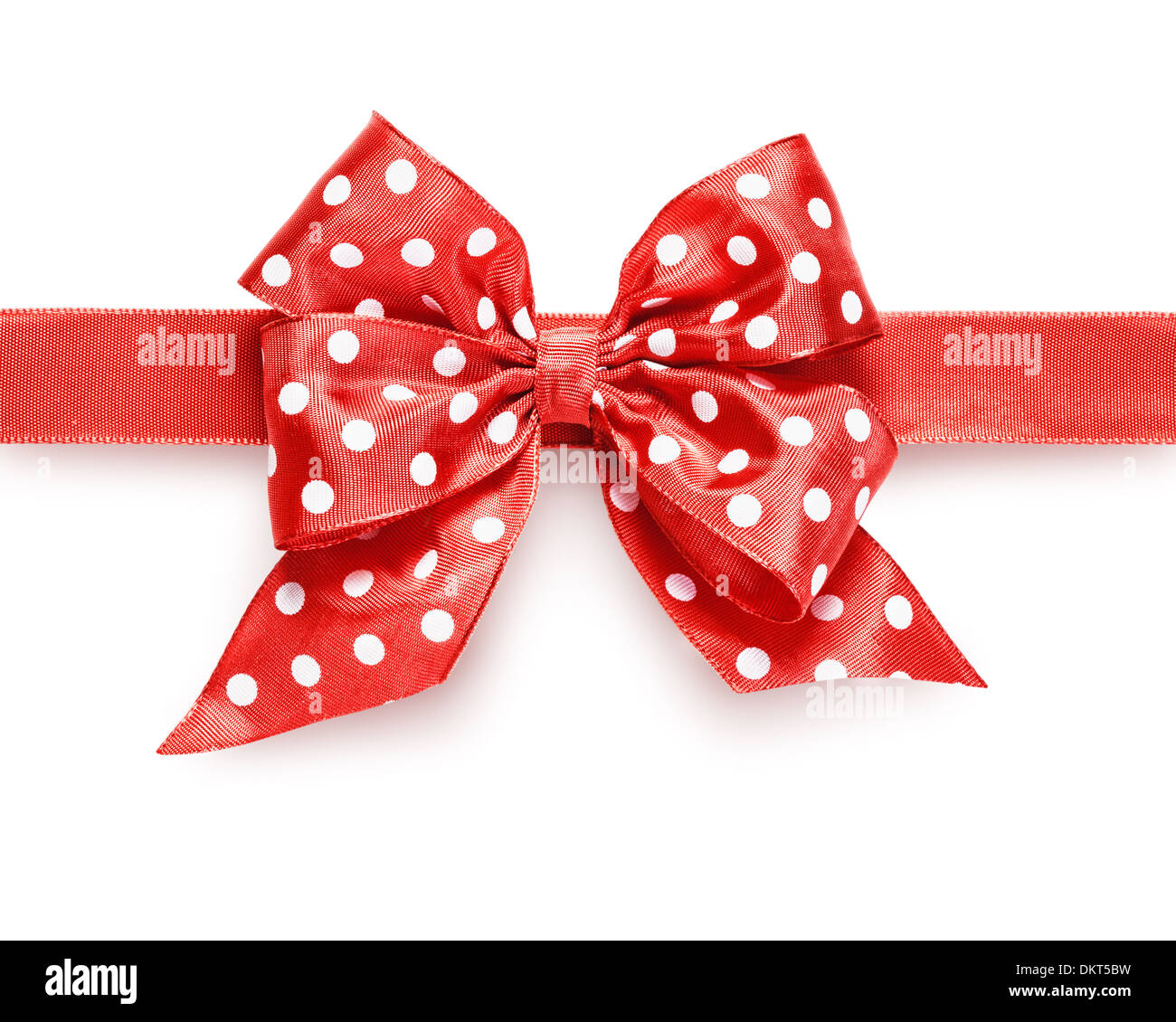 Polka dot red ribbon bow isolated on white background clipping path ...