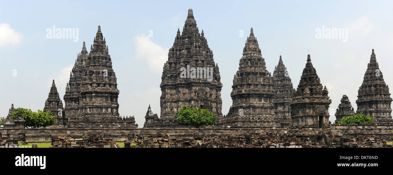 Asia, Indonesia, Java, Prambanan, Hinduism, towers, temples, panorama ...