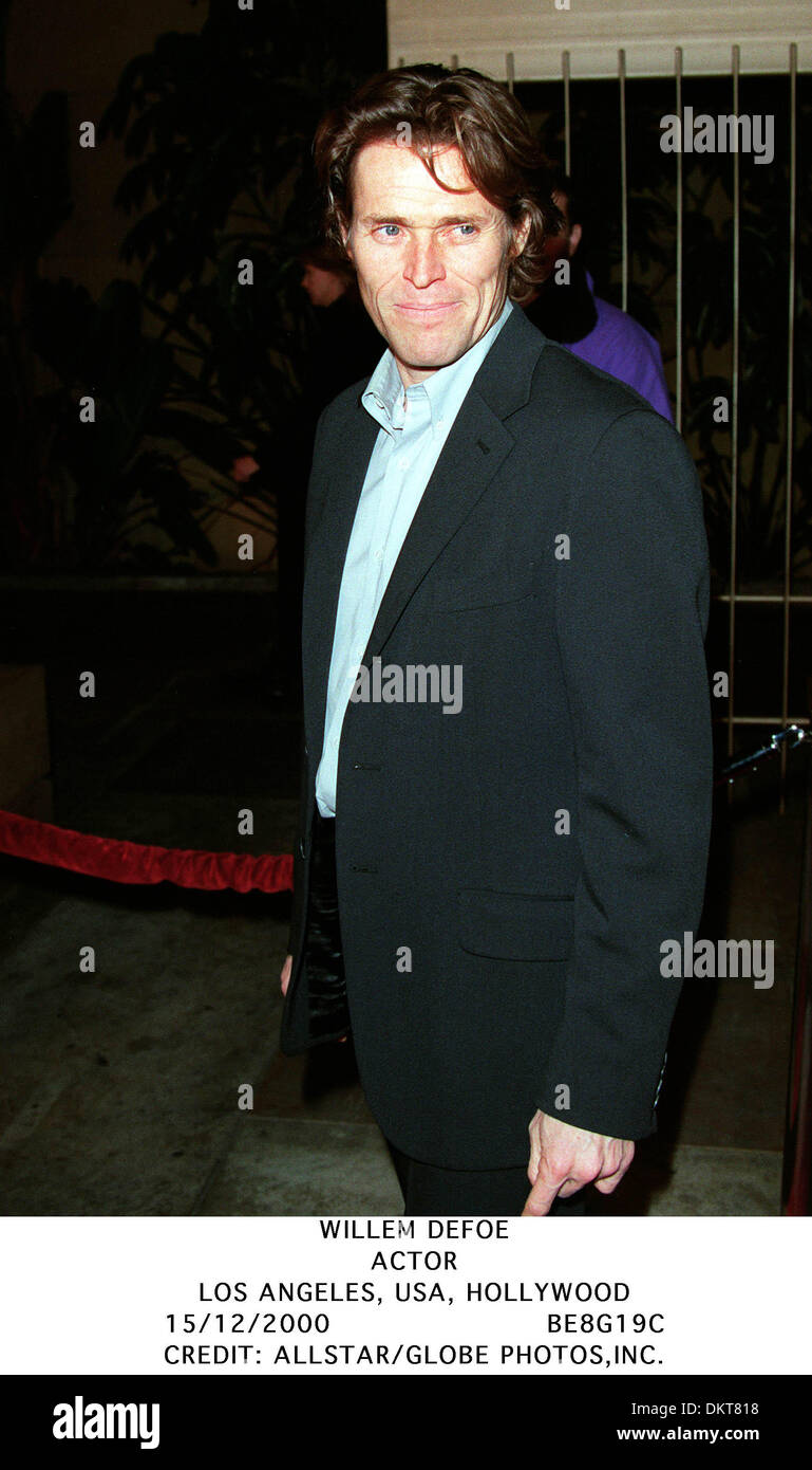 WILLEM DEFOE.ACTOR.LOS ANGELES, USA, HOLLYWOOD.15/12/2000.BE8G19C Stock ...