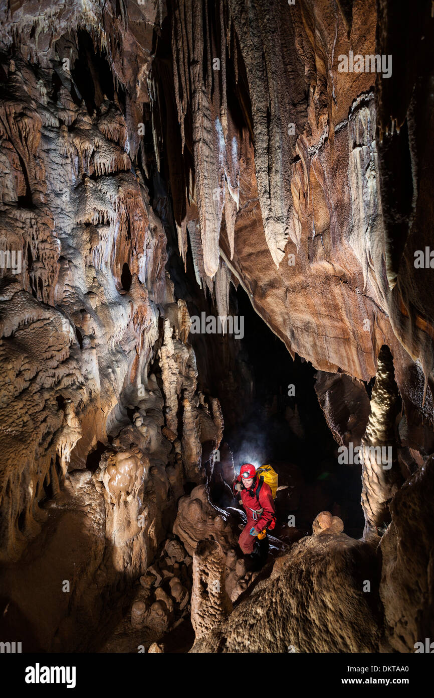 Female caver in Martinska jama, Slovenia Stock Photo - Alamy