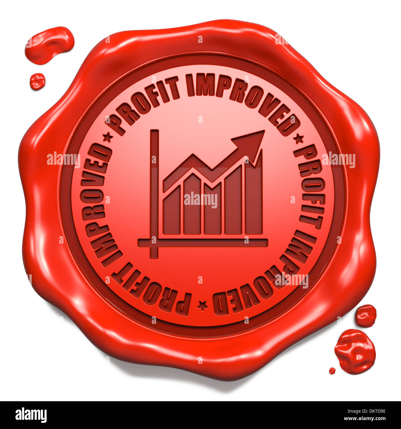 Profit Improved Slogan with Growth Chart Icon - Stamp on Red Wax Seal ...
