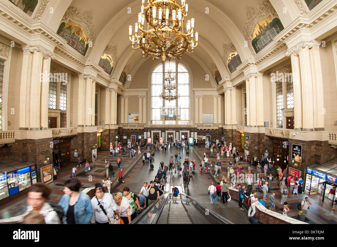 Main hall of the central train station in Kiev, the capital of Ukraine ...