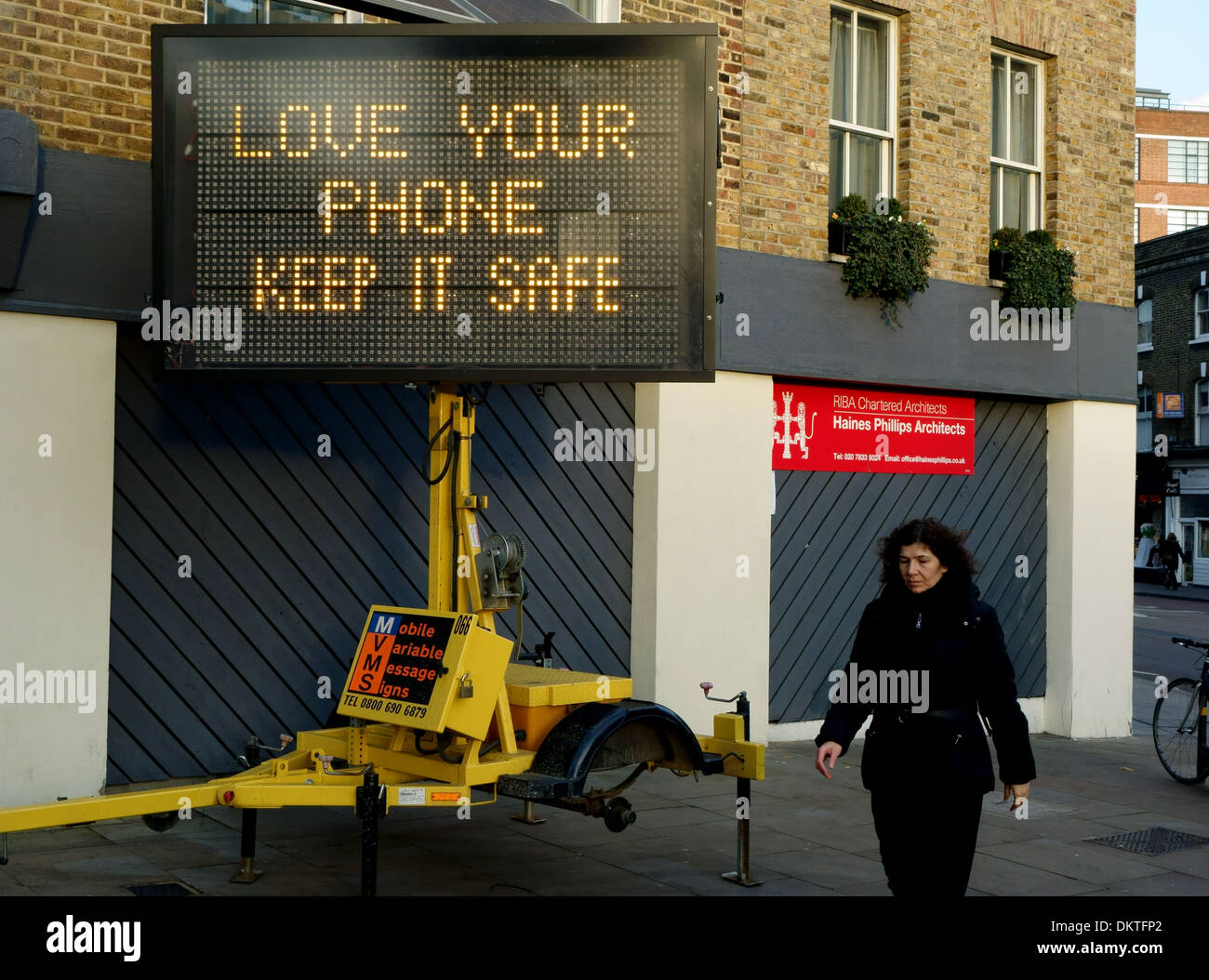 Phone security message on portable sign in London street Stock Photo ...