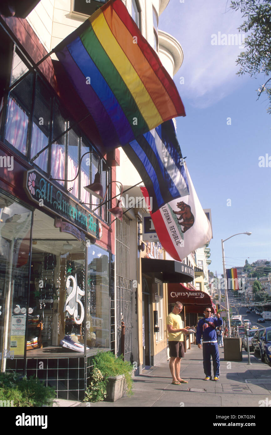 Rainbow and State Flags, Castro District, San Francisco, California ...
