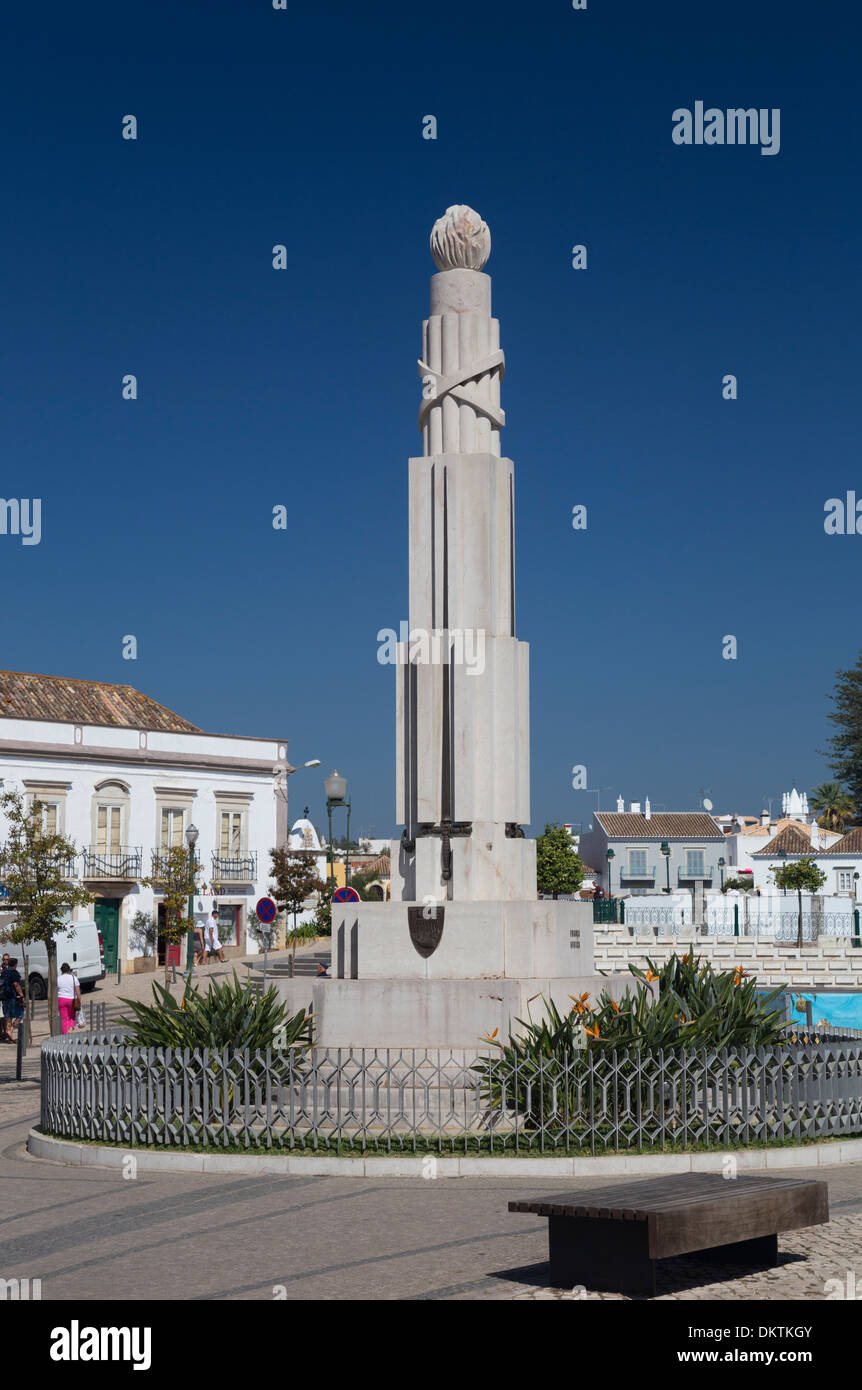 War memorial in Republic Square, Tavira, The Algarve, Portugal Stock ...