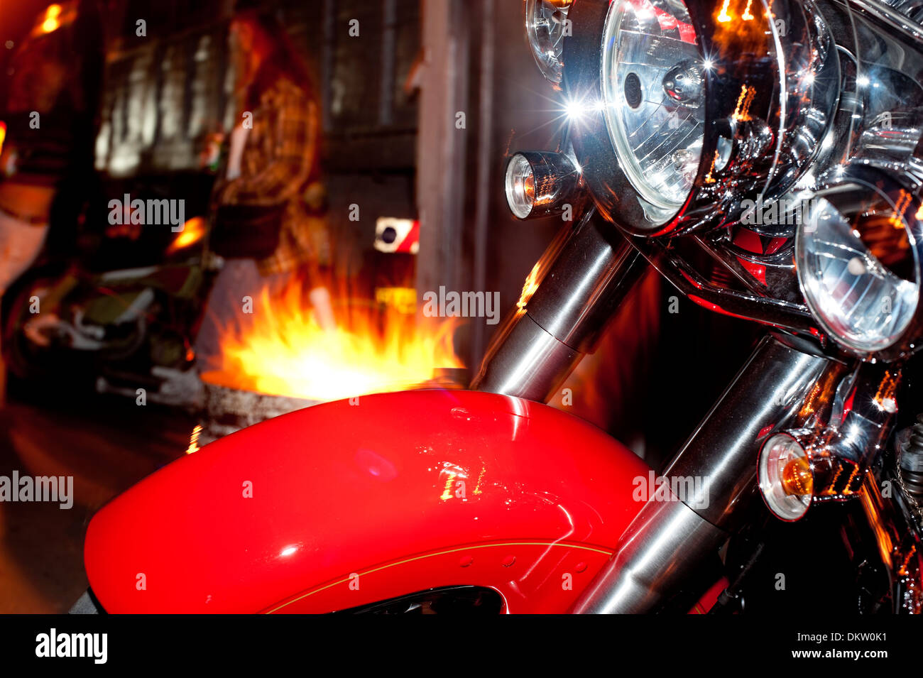 Motorcycle in flames hi-res stock photography and images - Alamy