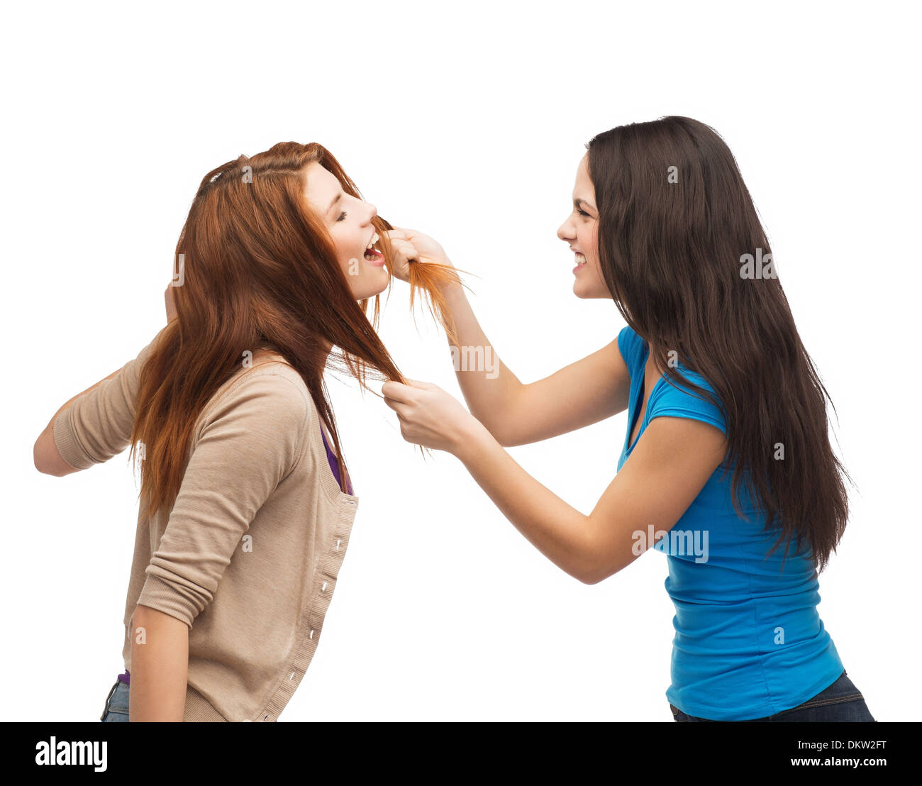 two teenagers having a fight and getting physical Stock Photo - Alamy