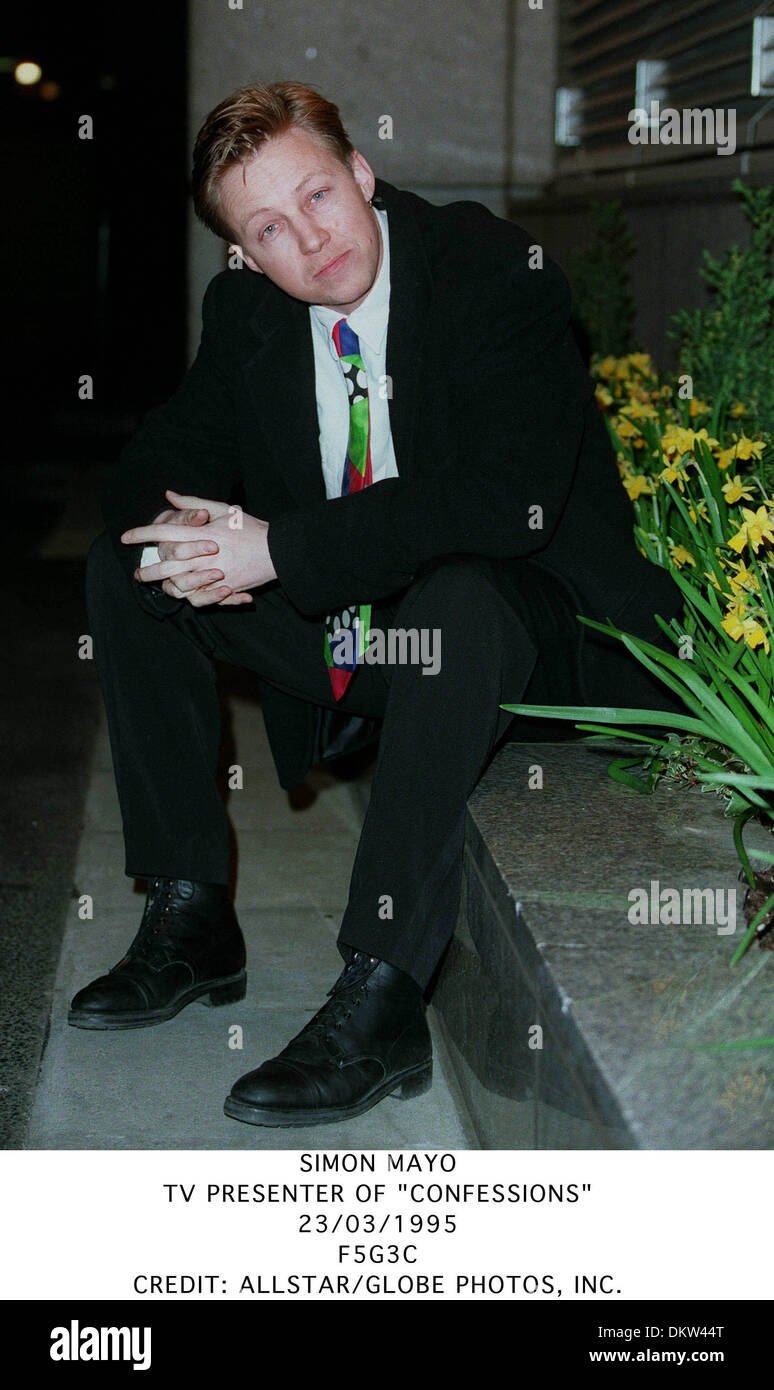 SIMON MAYO.TV PRESENTER OF ''CONFESSIONS''.23/03/1995.F5G3C Stock Photo ...