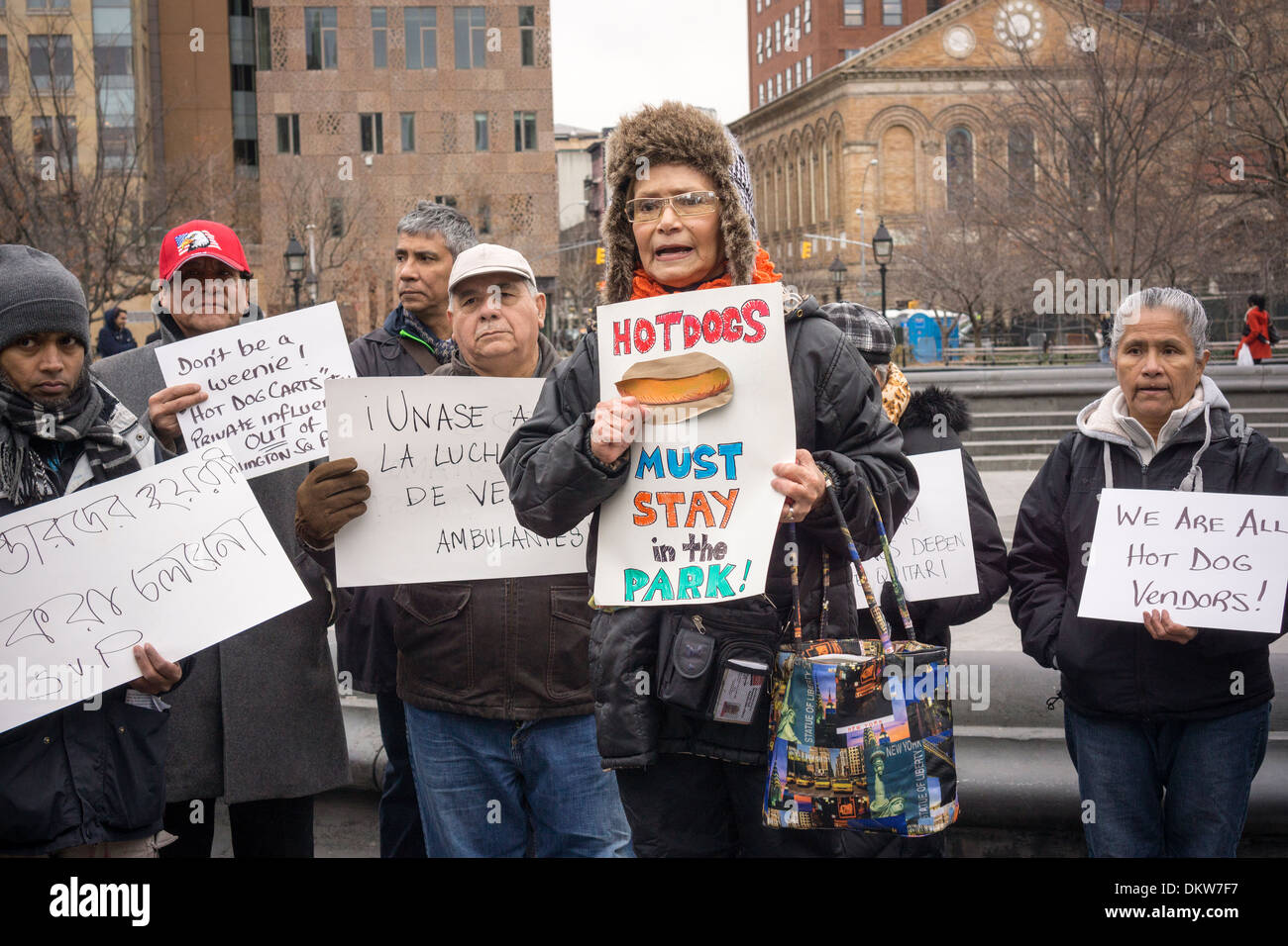 Hot dog vendors and their supporters protest the refusal to renew the ...