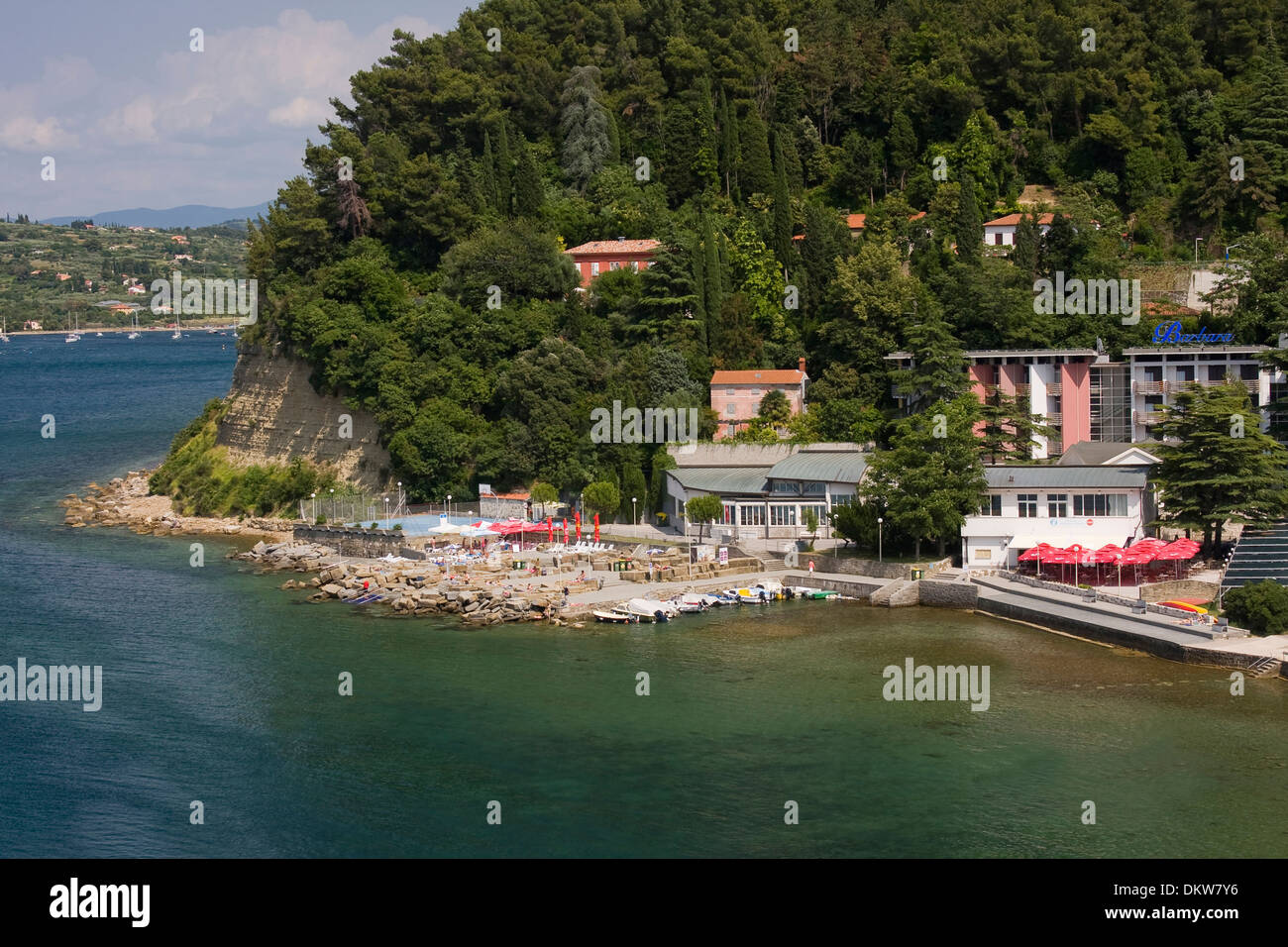 Adriatic bay bath bathing blue sky holidays Fiesa Istria coastal place ...