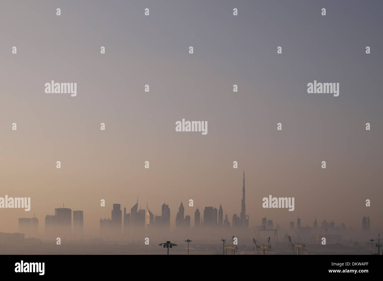 Skyline the mist, Port Rashid, Dubai, UAE Stock Photo - Alamy
