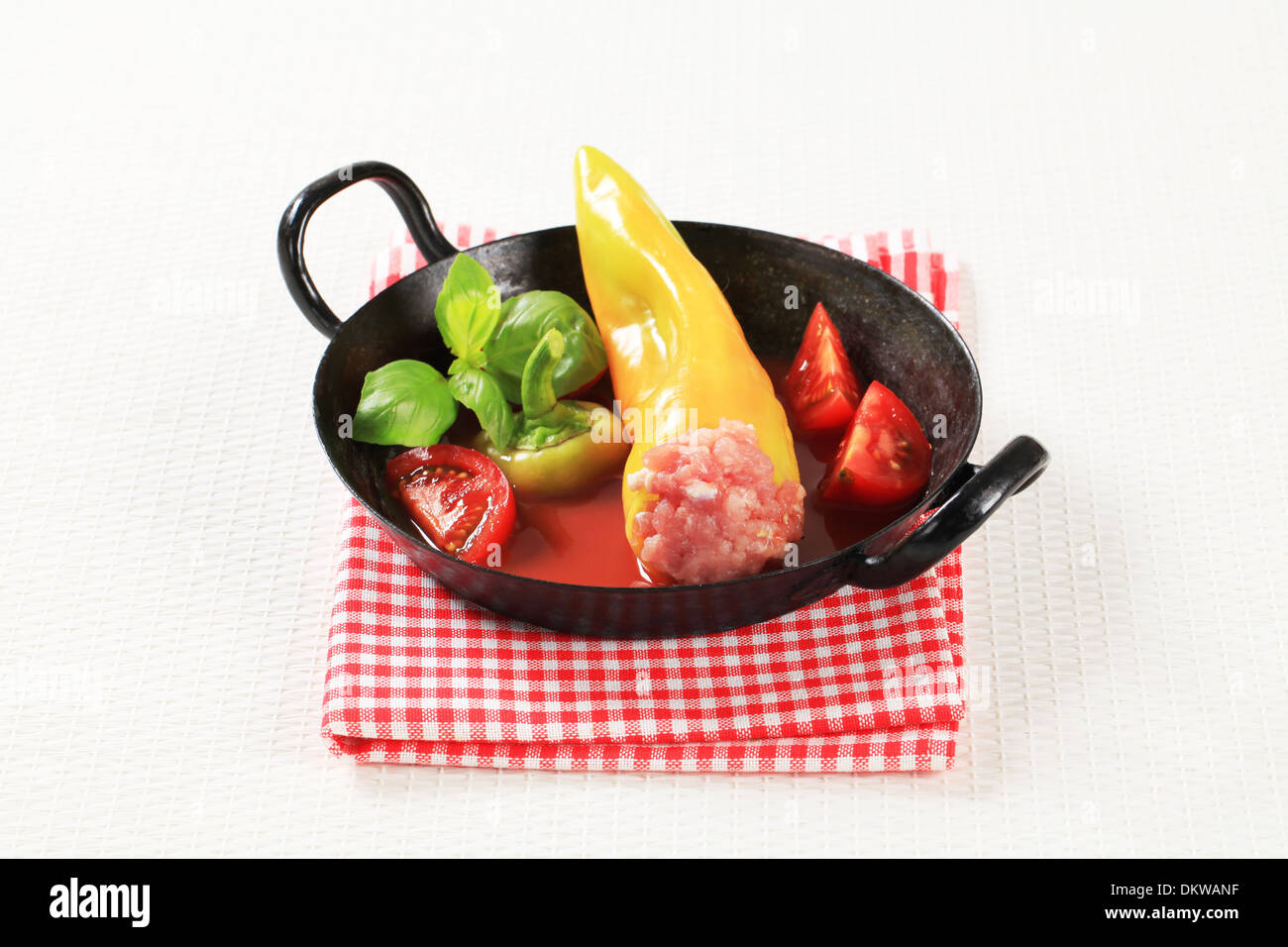Yellow pepper stuffed with minced meat Stock Photo - Alamy