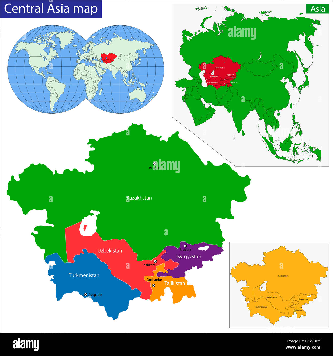 Central asia map hi-res stock photography and images - Alamy