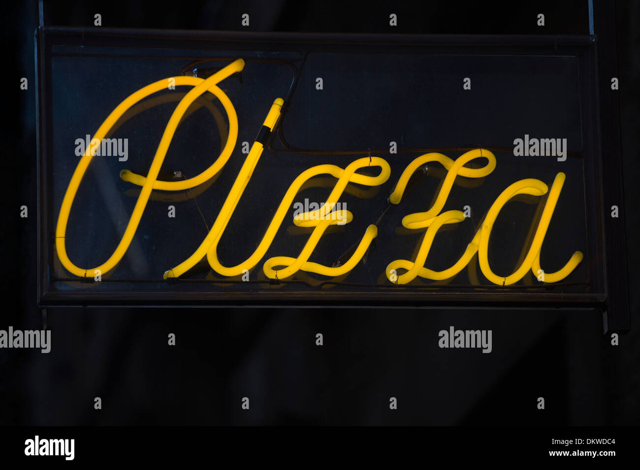 A pizza neon sign at a pizzeria in Rome, Italy Stock Photo - Alamy