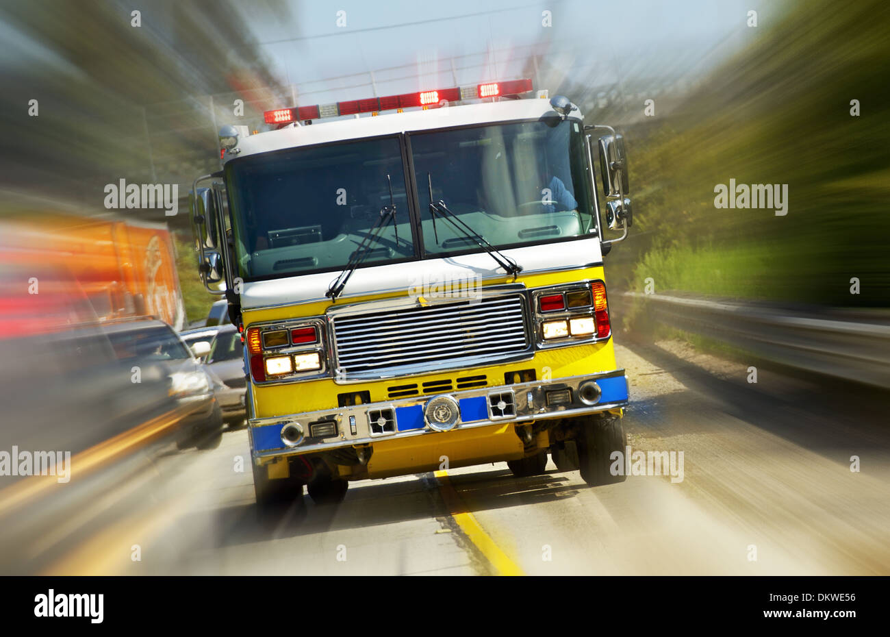 Fire Truck in Action - California, USA. Fire Department at Work ...