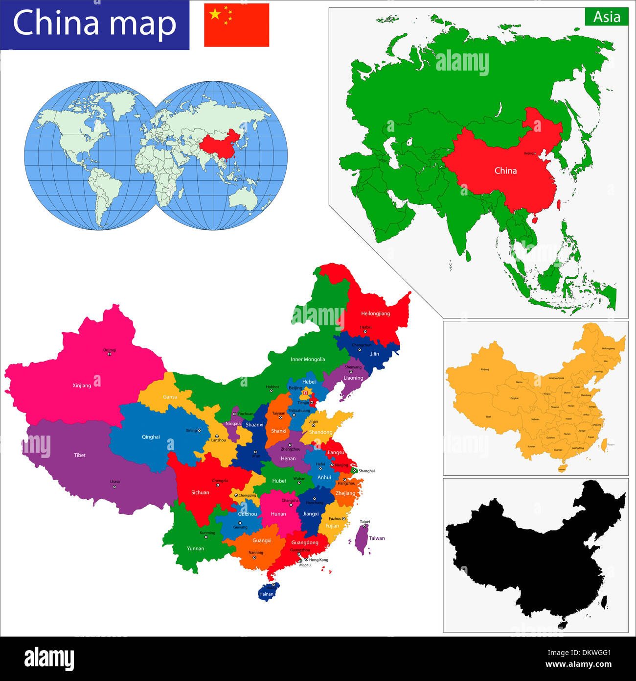 China political map capital beijing hi-res stock photography and images ...