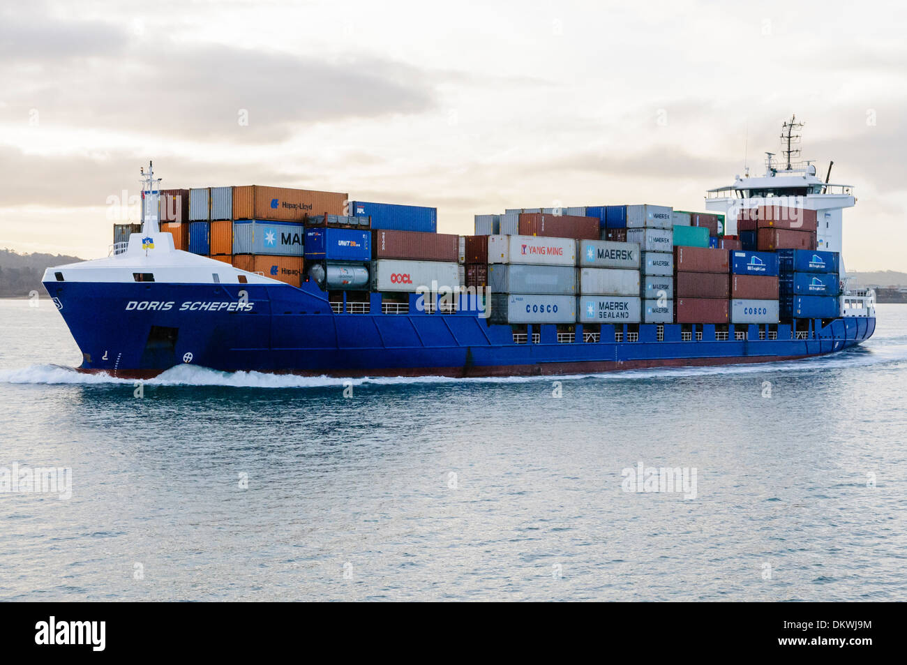 The container boat Doris Schepers with a full load of ISO Containers Stock Photo - Alamy